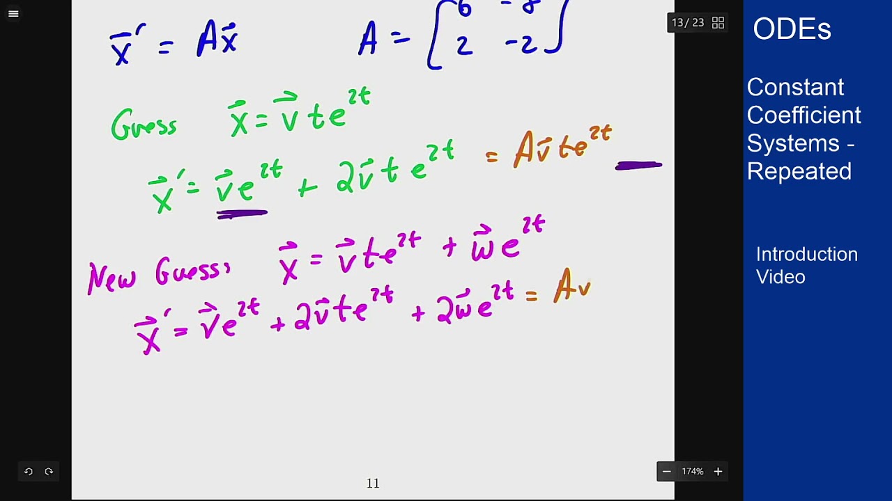 Differential Equations Intro Video Repeated Eigenvalues Youtube