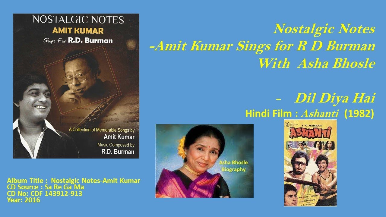 Amit Kumar Sings for R D Burman-With Asha Bhosle Dil Diya Hai- Hindi ...
