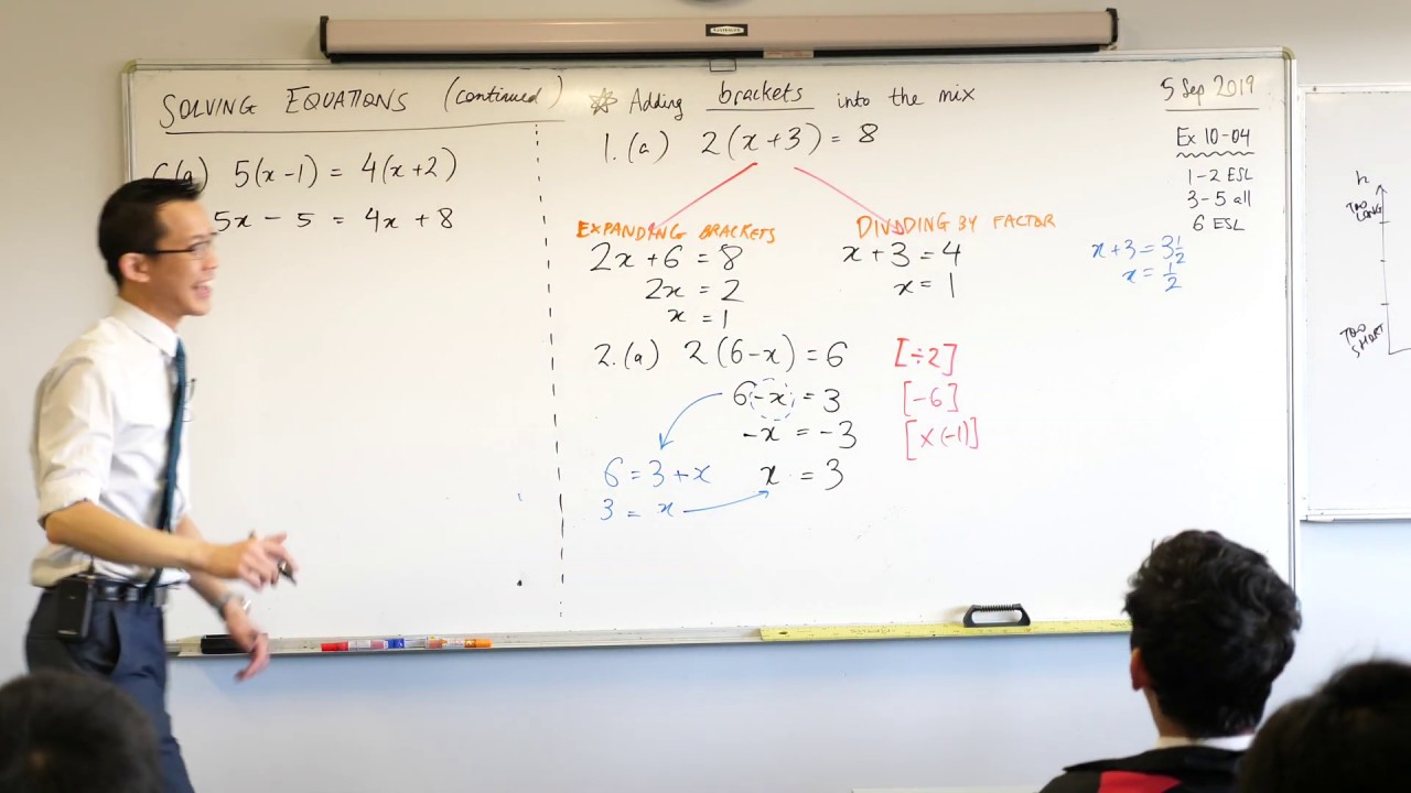 Solving Equations with Brackets (2 of 2: Trickier examples) - YouTube