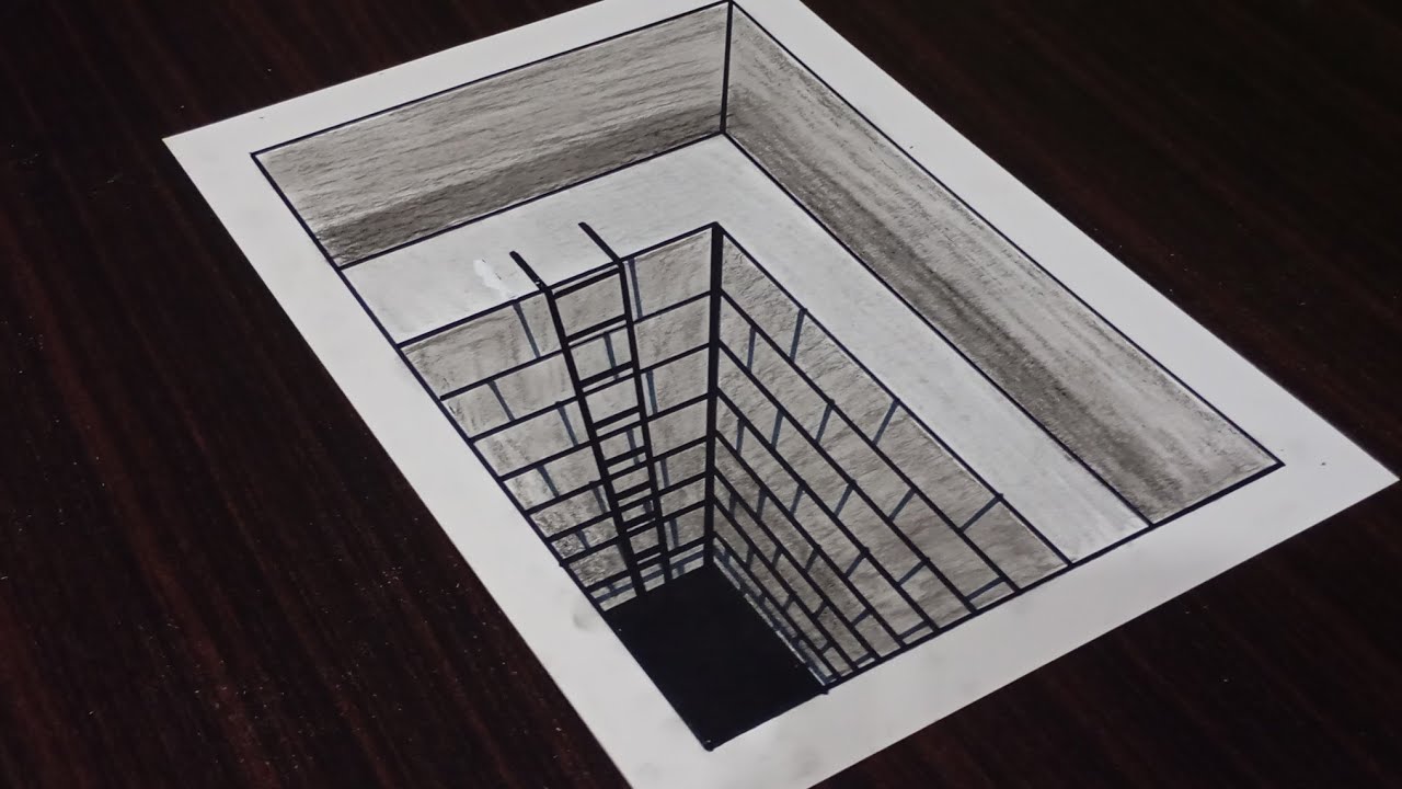 3d easy drawing on paper 😱 easy drawing | Optical illusion 🤯 step by ...