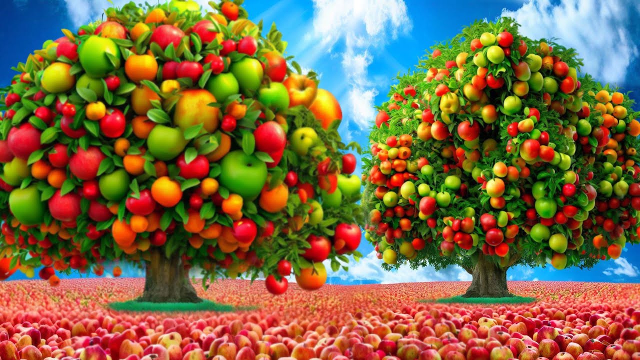 Unique skill for growing Apple with Orange fruit to Apples tree Using ...