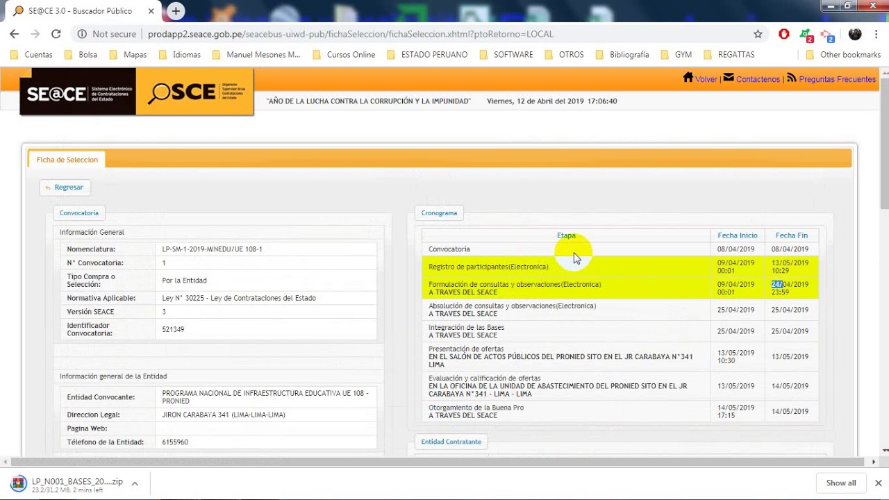 Cómo Descargar Expedientes Técnicos en el Portal SEACE de OSCE - YouTube