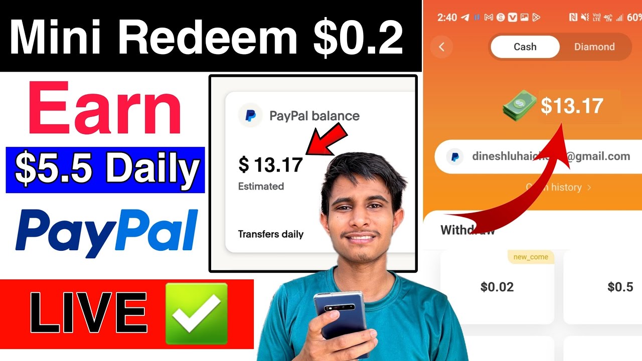 Minimum Redeem $0.2 Only 🤑 | New PayPal Cash Earning App 2023 | PayPal ...