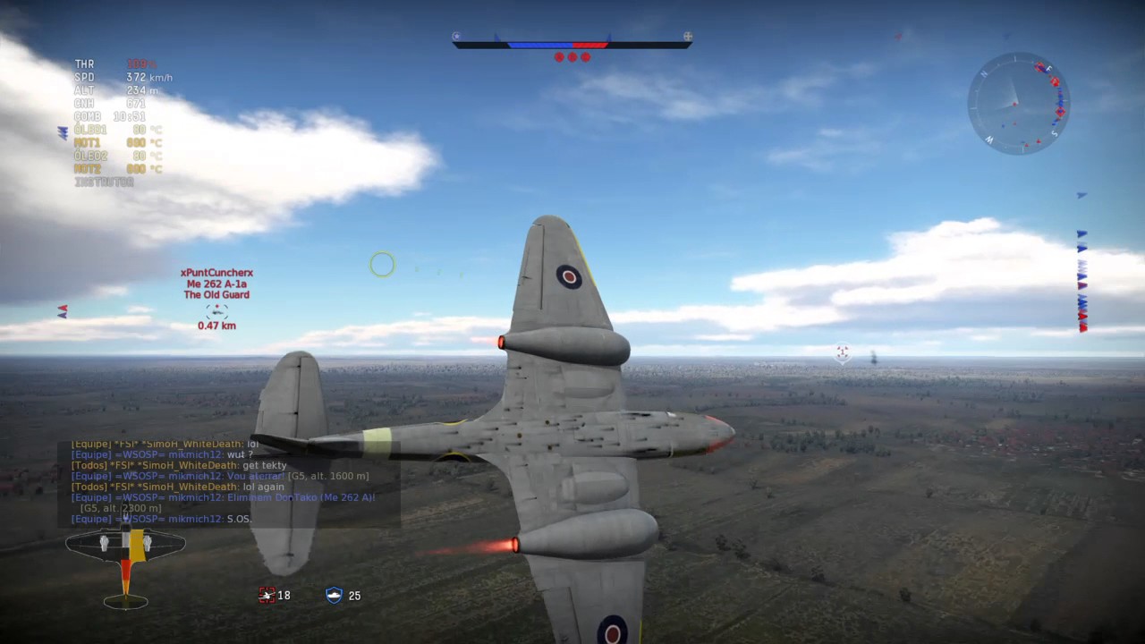 War Thunder - Dogfight with me-262 - meteor mk3 - YouTube