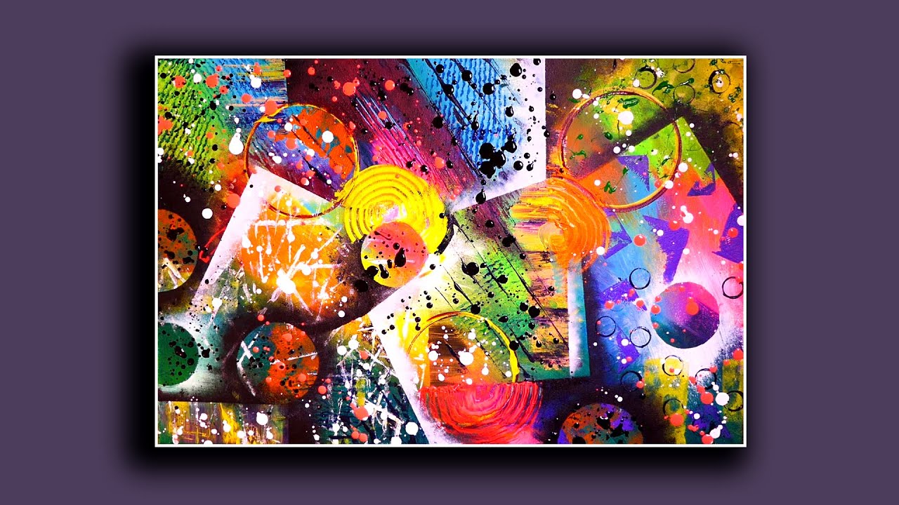 Colorful Abstract Painting In Acrylics | Painting Techniques ...