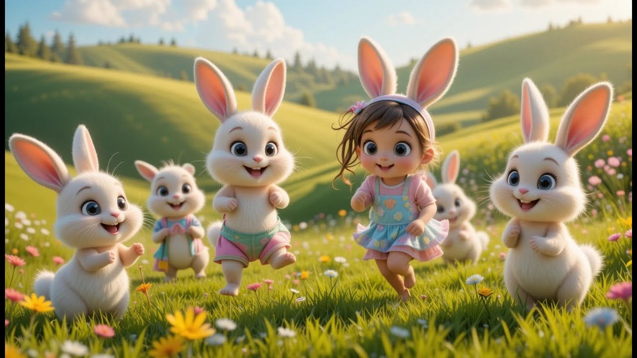 Five Little Bunnies Jumping Around | Popular Nursery Rhyme ...