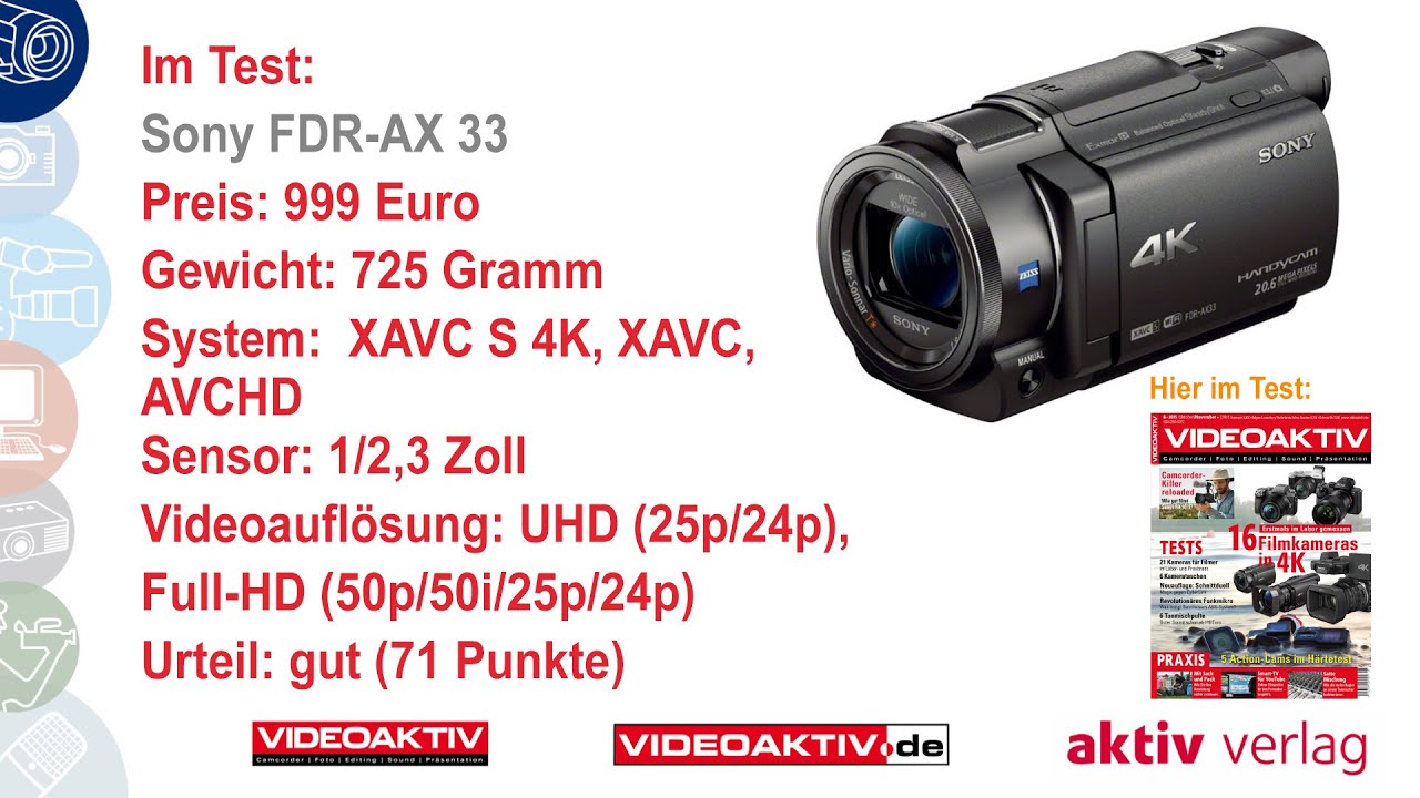 4K-Test: Sony FDR-AX 33 - YouTube