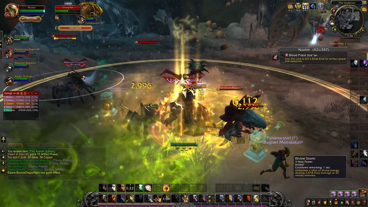 WOW BFA Underrot Dungeon Retribution Paladin top DPS - YouTube