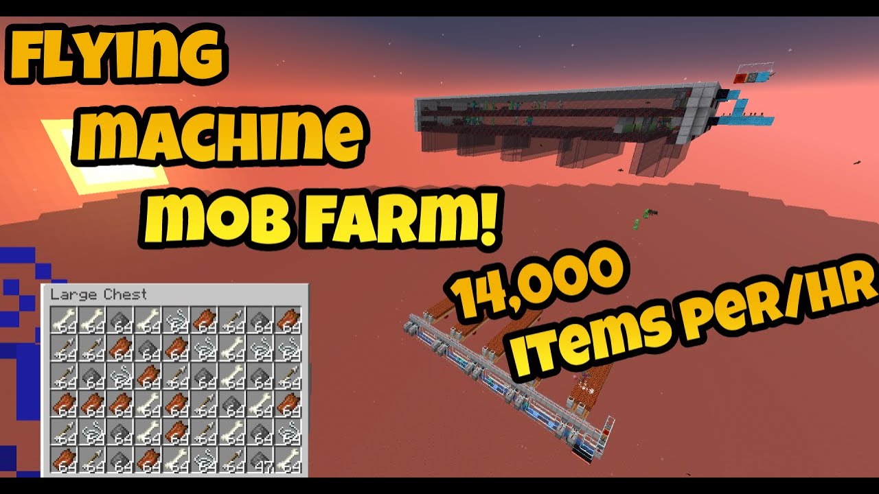 Minecraft java: 1.18.+ | Flying Machine Hostile Mob farm | 14,000 ...