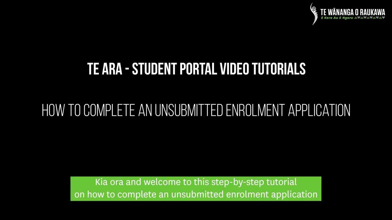 How to Complete an Unsubmitted Enrolment Application - YouTube