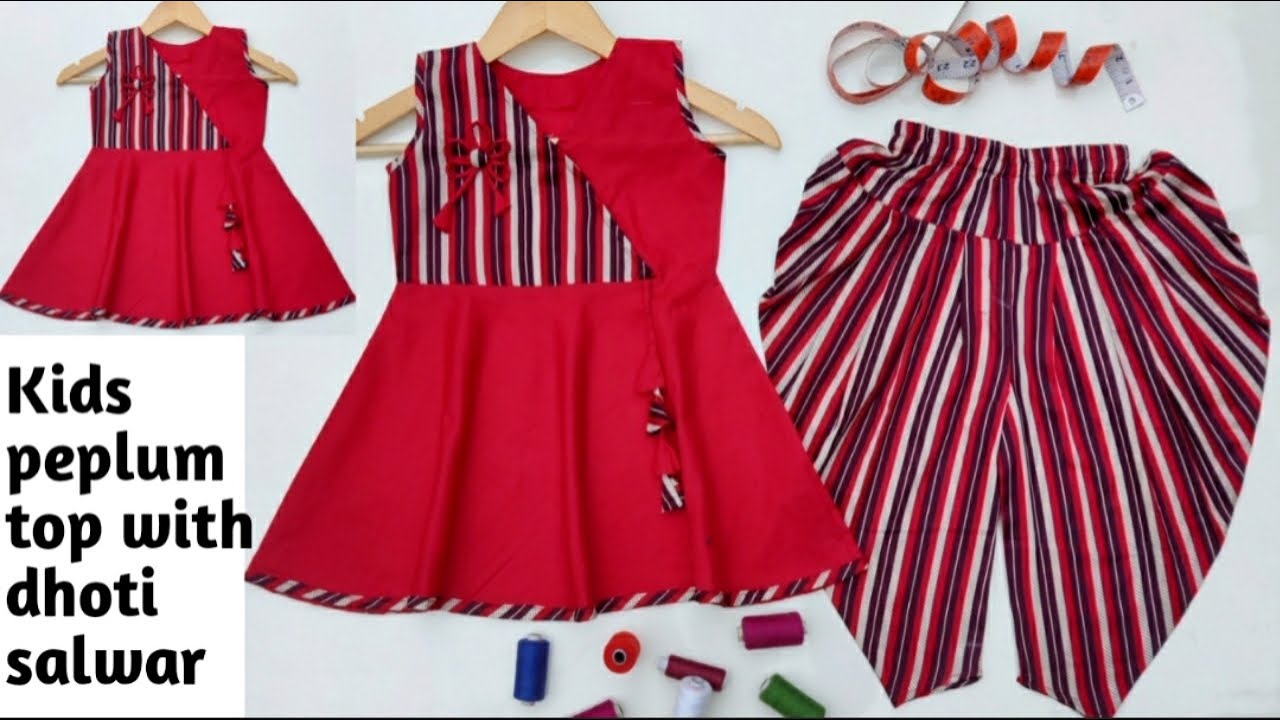 Kids peplum top with dhoti salwar cutting and stitching/2-3 year baby ...