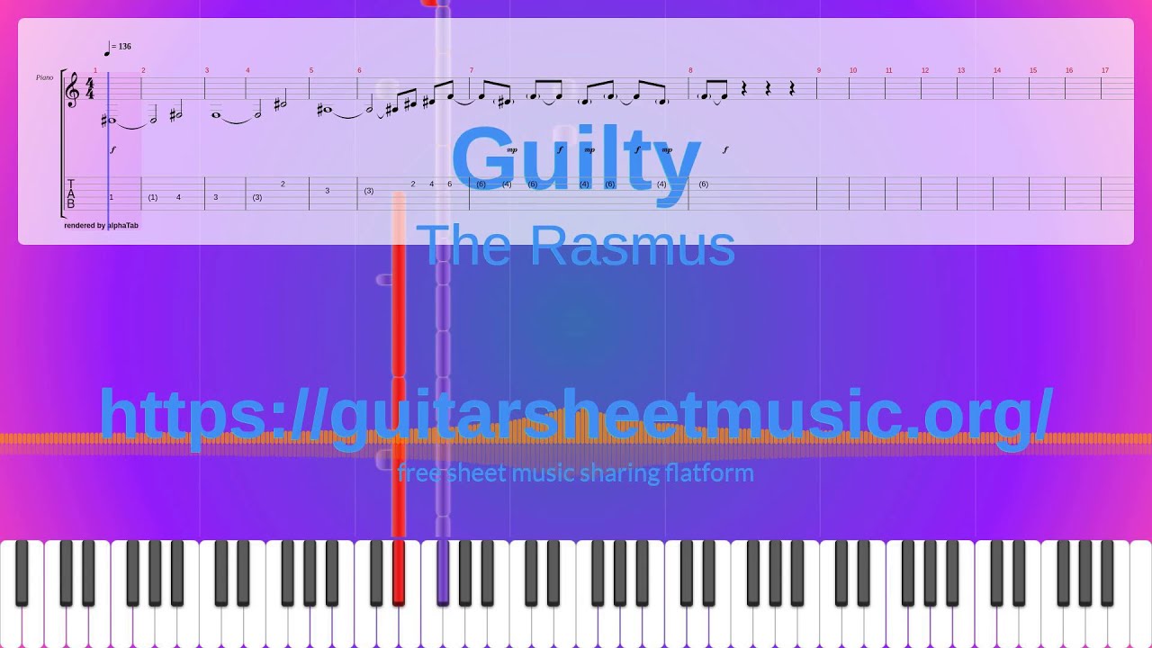 Guilty Sheet Music Free, The Rasmus Synthesia Piano - YouTube
