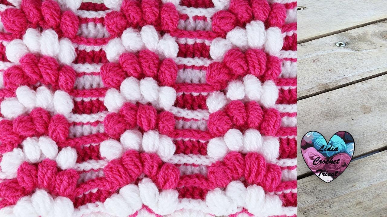 Point éventail en relief crochet facile - YouTube