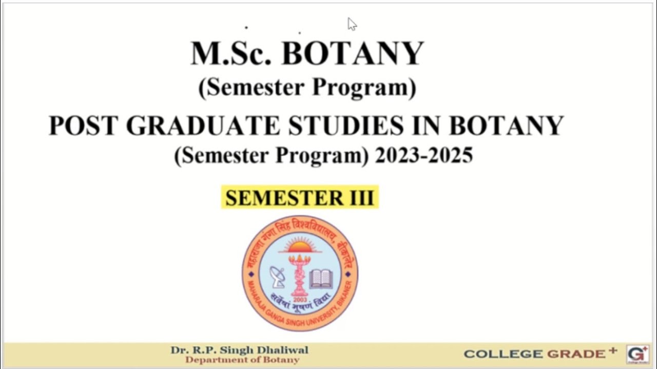 M.G.S.U. BOTANY SEMESTER -III (M.Sc. BOTANY) SYLLABUS AND EXAM PATTERN ...