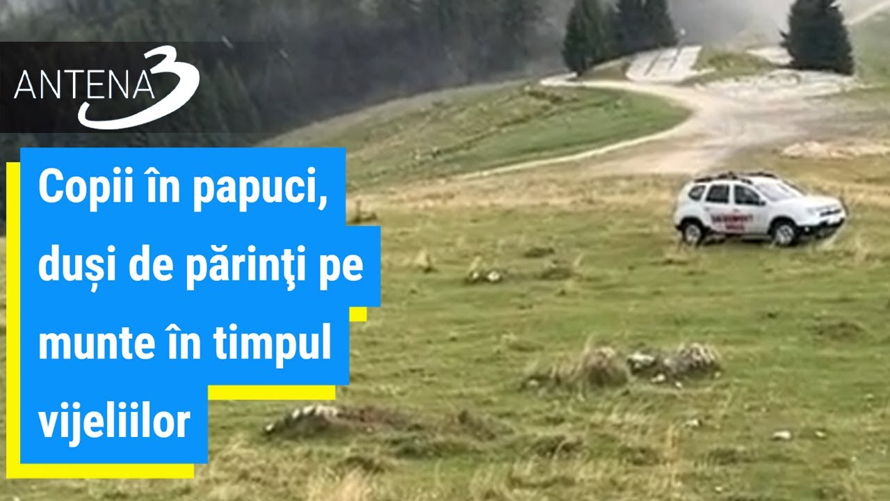 Copii în papuci, duşi de părinţi pe munte în timpul vijeliilor - YouTube