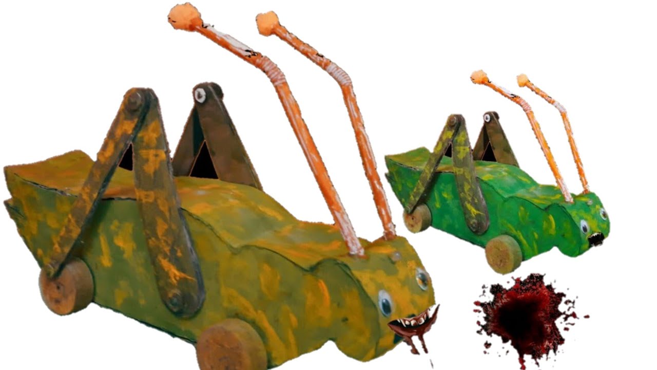 How to make walking GRASSHOPPER with cardboard and dc motor - YouTube