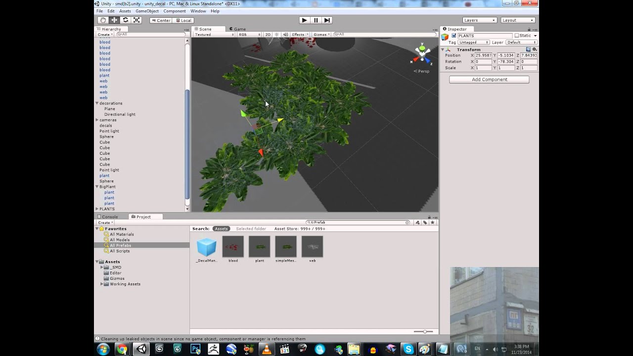 UNITY 3D - BLOOD DECALS, SPIDER WEBS AND PLANTS - YouTube