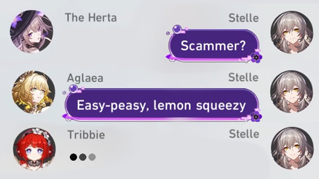 STELLE's Response to THE HERTA, AGLAEA & TRIBBIE's Chat Messages Honkai ...