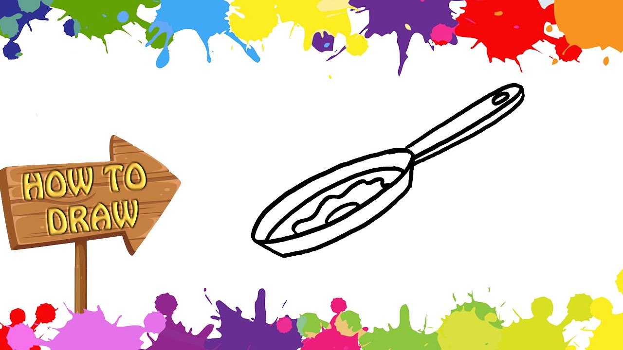 How to draw frying pan | How to draw cooking pot | Draw a frying pan ...