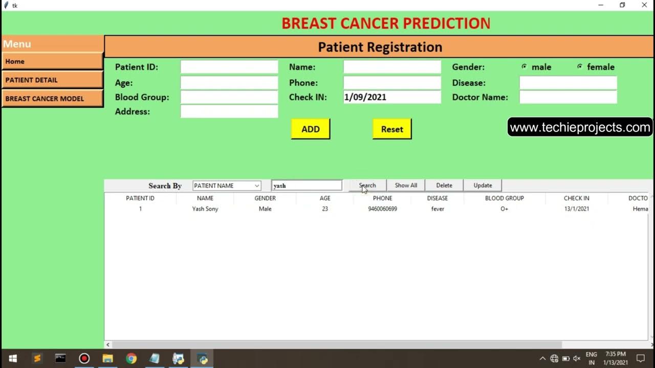 Breast Cancer Prediction using Machine Learning Project | Final Year ...