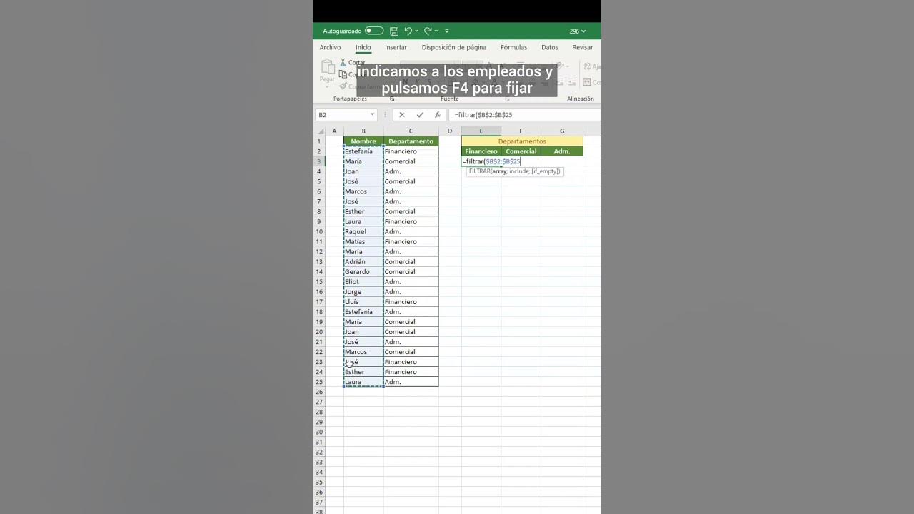 FunciÓn Filtrar En Excel Superexcel Excel Tutorial Cursoexcel Shorts Tutoriales Youtube