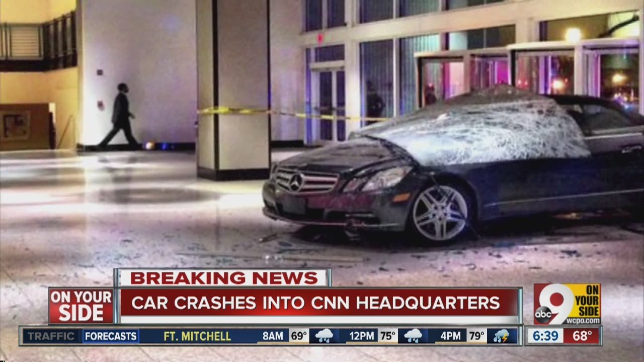 Car slams into CNN HQ - YouTube