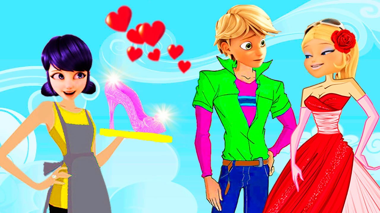 PAPER DOLLS DRESS UP MIRACULOUS LADYBUG & CAT NOIR CINDERELLA LOVE ...