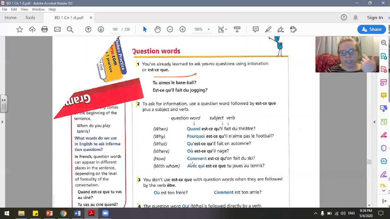 Bien Dit 1 Ch 5 pt 1 Grammar: Question Words - YouTube