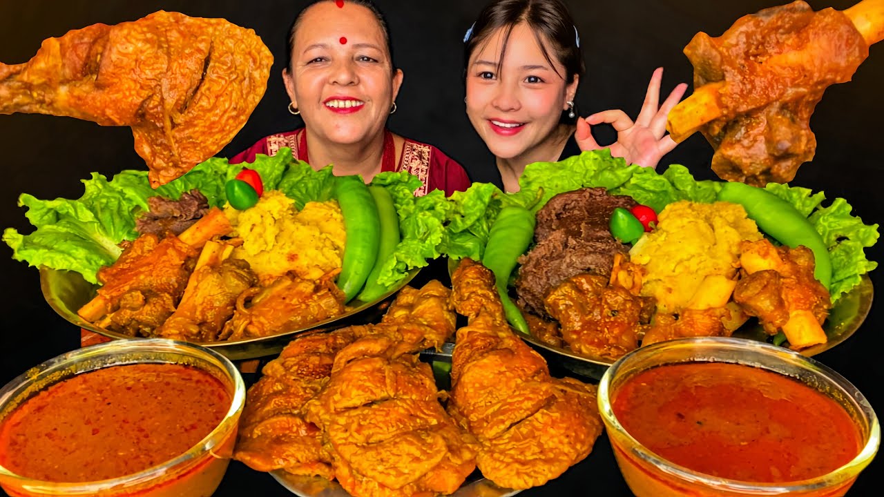 MUKBANG WITH MAMI | SPICY MUTTON & CHICKEN LEG GRAVY WITH KODO & MAKAI ...