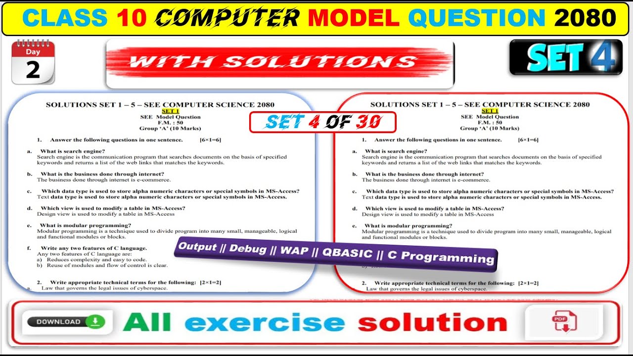 Top Solutions for Class 10 Computer Science Models ||SEE Class 10 Computer Science Model ...