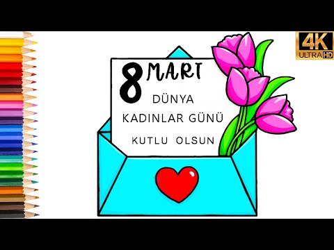 MEKTUP VE LALE RESMİ ÇİZİMİ 😍 8 MART KADINLAR GÜNÜ RESMİ NASIL ÇİZİLİR KOLAY 😍 🌈 KOLAY ÇİZİMLER