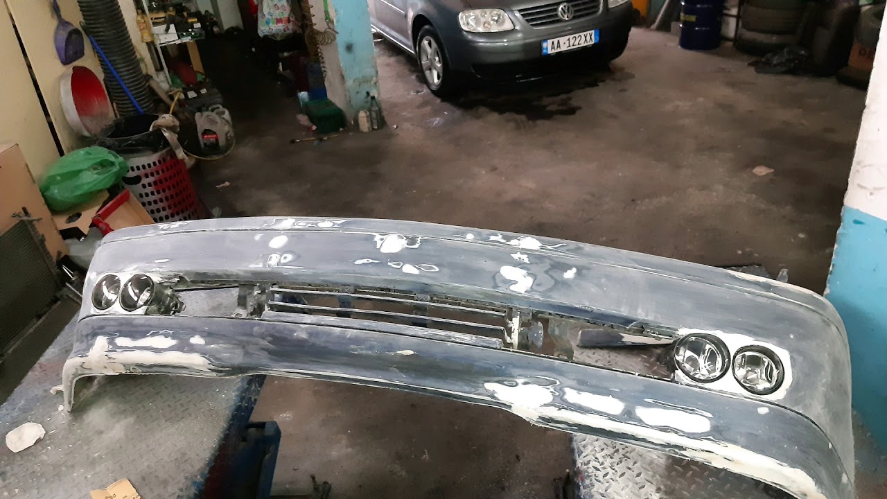 W202 front bumper restoration,and new fog lights installing - YouTube