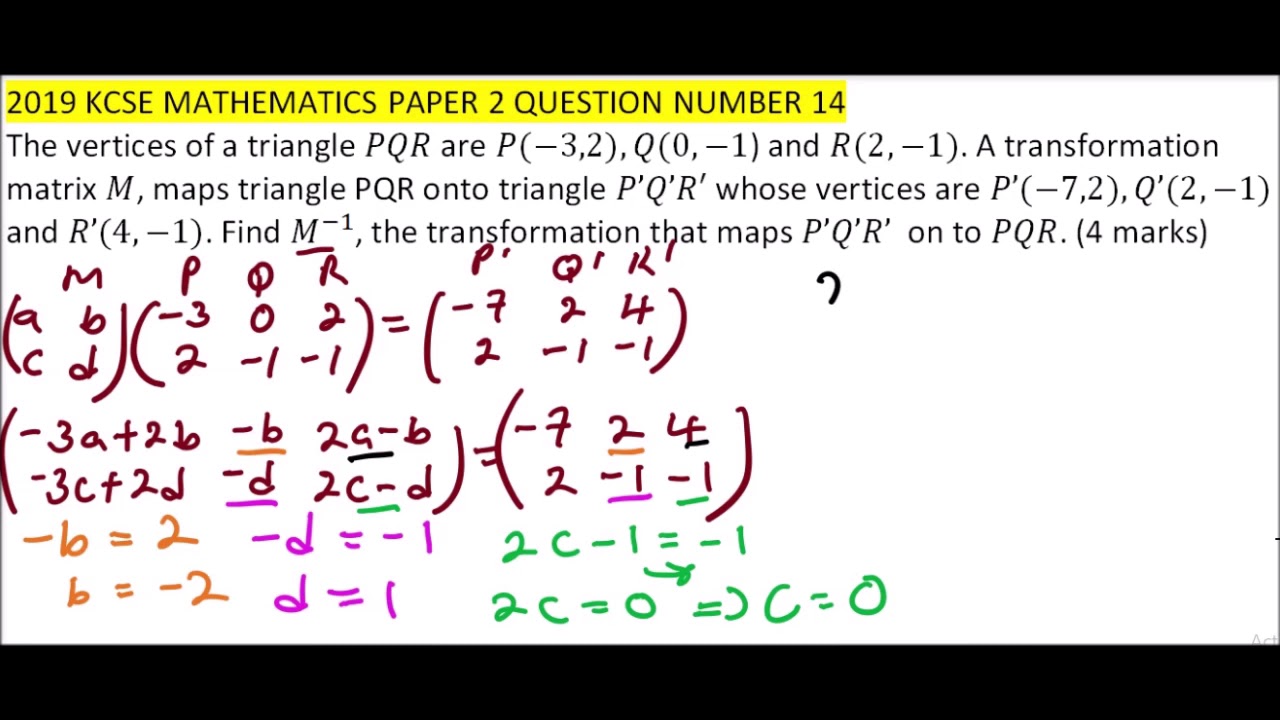 2019 KCSE MATHEMATICS PAPER 2 QUESTION 14 - YouTube
