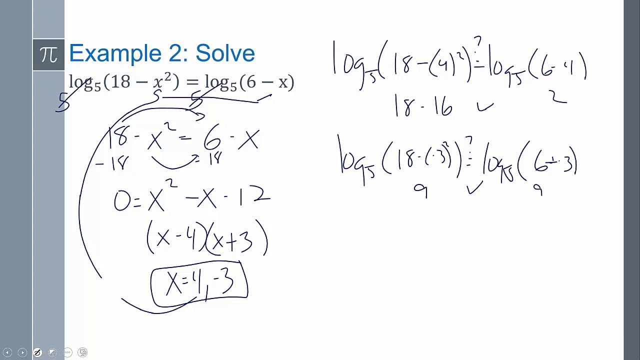 Lesson 7.1.2c- Solving Logarithms: Solving Logs using properties of ...