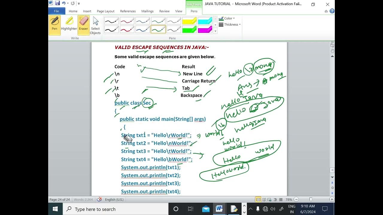 JAVA TUTORIAL LECTURE - 16// ESCAPE SEQUENCES CODING IN JAVA //FULL EXPLANATION(@ECL365CLASSES ...