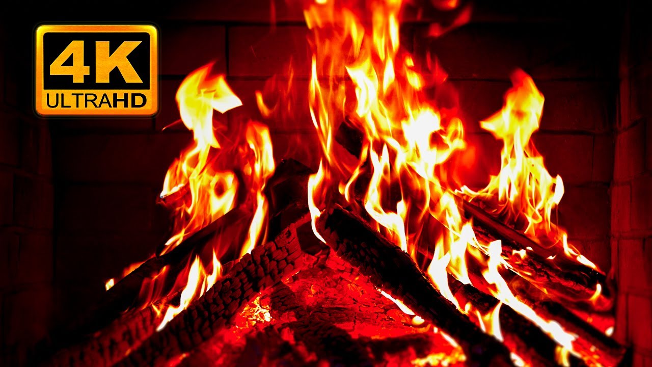 FIREPLACE 4K 🔥 Fireplace video with Burning Logs & Fire Sounds ...