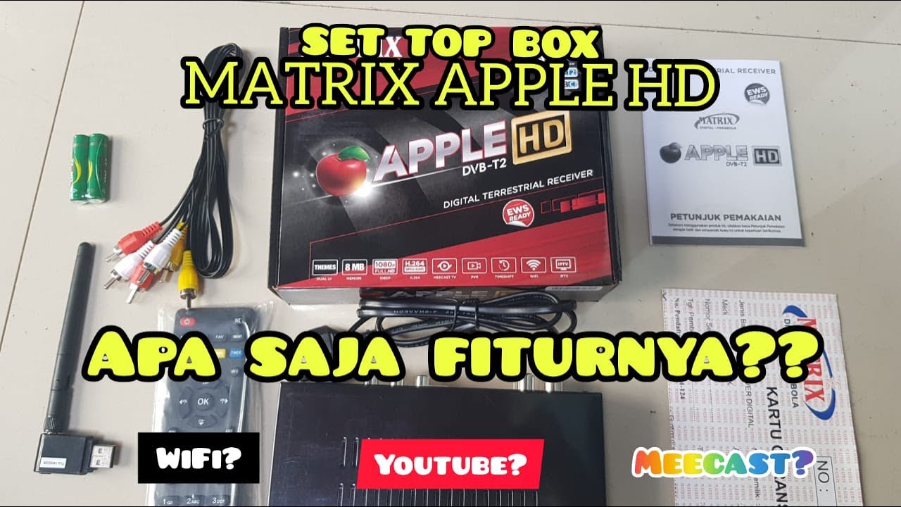 Unboxing Set Top Box Matrix Apple HD Merah DVB-T2.. Punya fitur apa ...