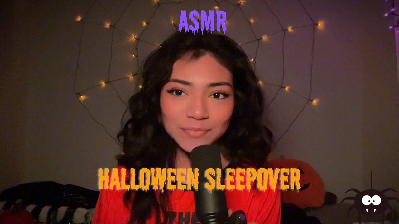 Cozy Halloween Sleepover 🎃 ASMR Roleplay (spooky story, skincare ...