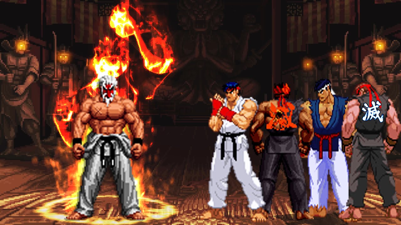 [KOF Vs SF] Mr.Karate Vs Ryu Team - YouTube