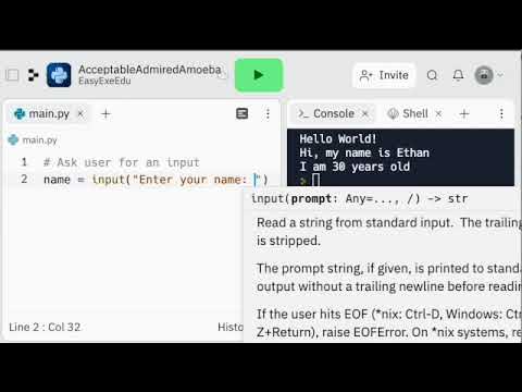Python Programming - input function - YouTube