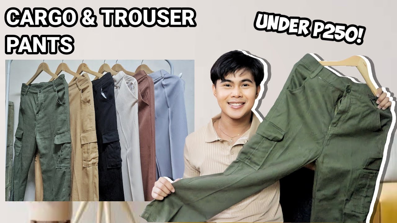 SHOPEE HAUL: CARGO & TROUSER PANTS FOR MEN | WIDE LEG PANTS FOR MEN ...