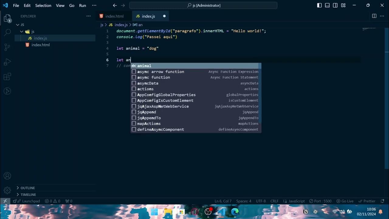 JS Aula 2 - Variaveis - YouTube