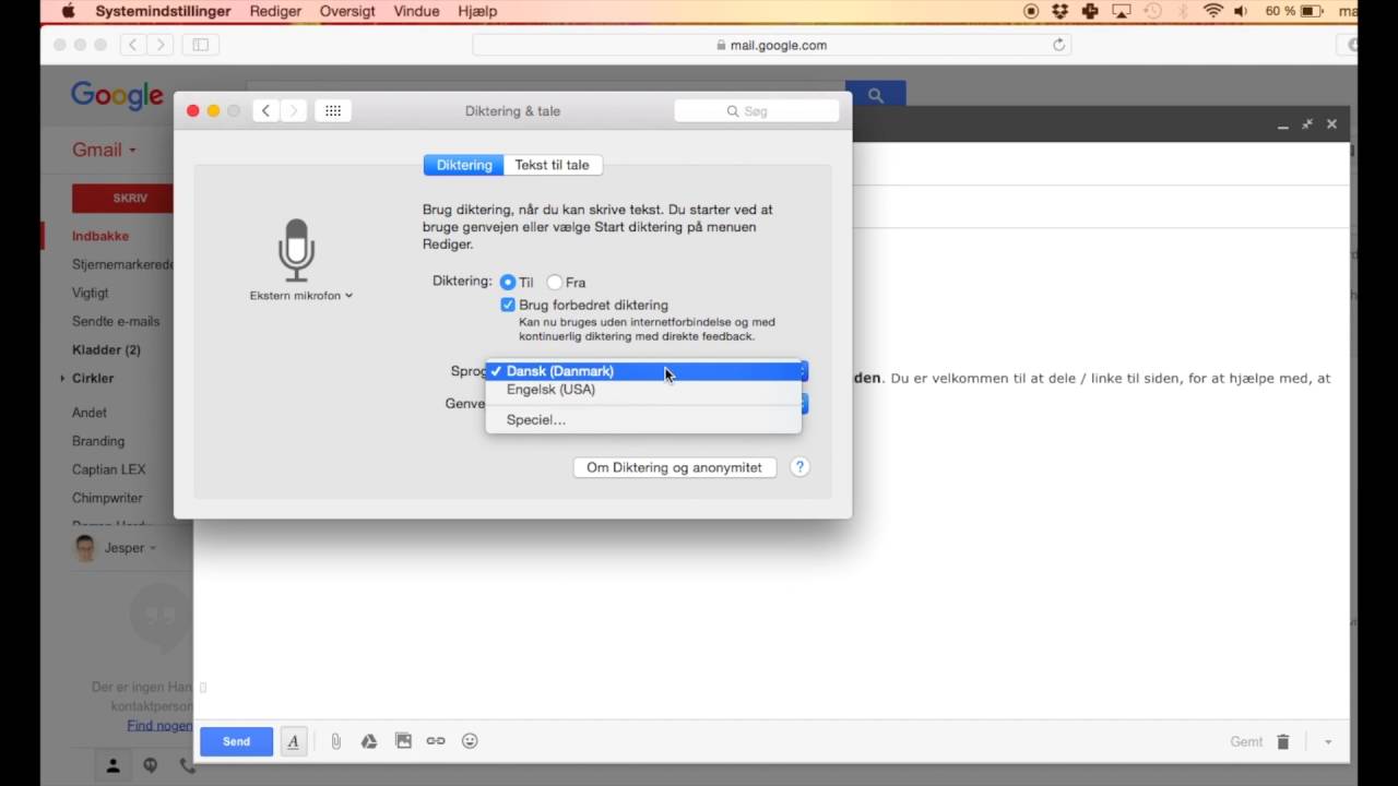 Tale til Tekst (diktering) på Mac - Ordtavlen.dk - YouTube
