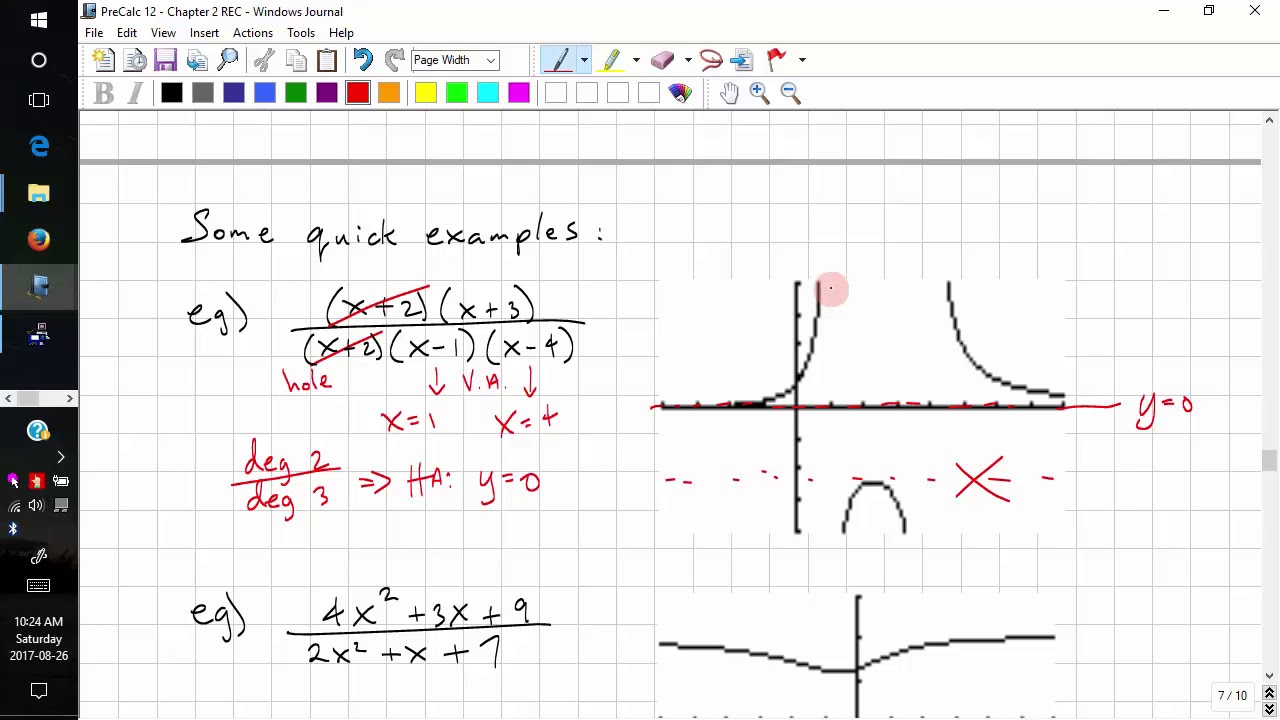 PreCalculus 12 Chp 2.3 - Analyzing Rational Functions (2017) - YouTube
