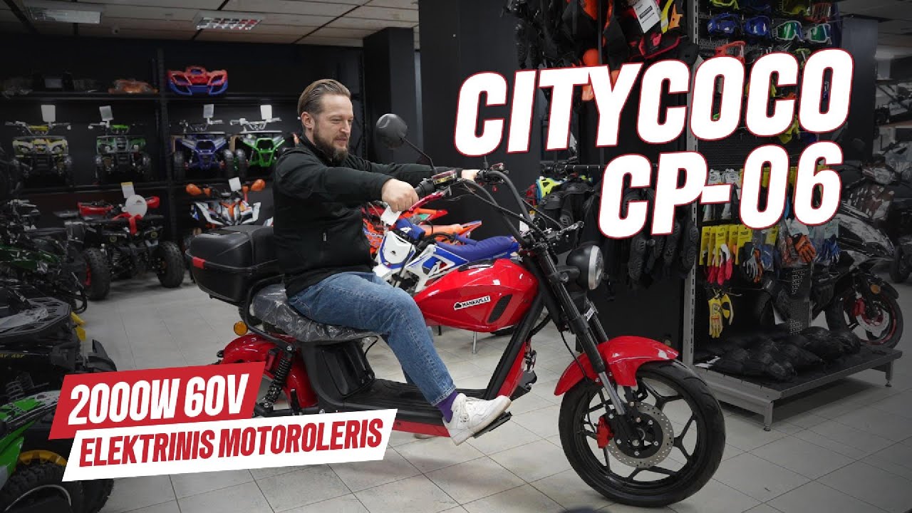 Citycoco CP-6 Elektrinis motoroleris 2000w 60v www.mankius.lt - YouTube