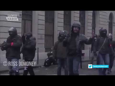 Paris’te polis ve sarı yelekli tanıdık çıktı! İlginç görüntüler…