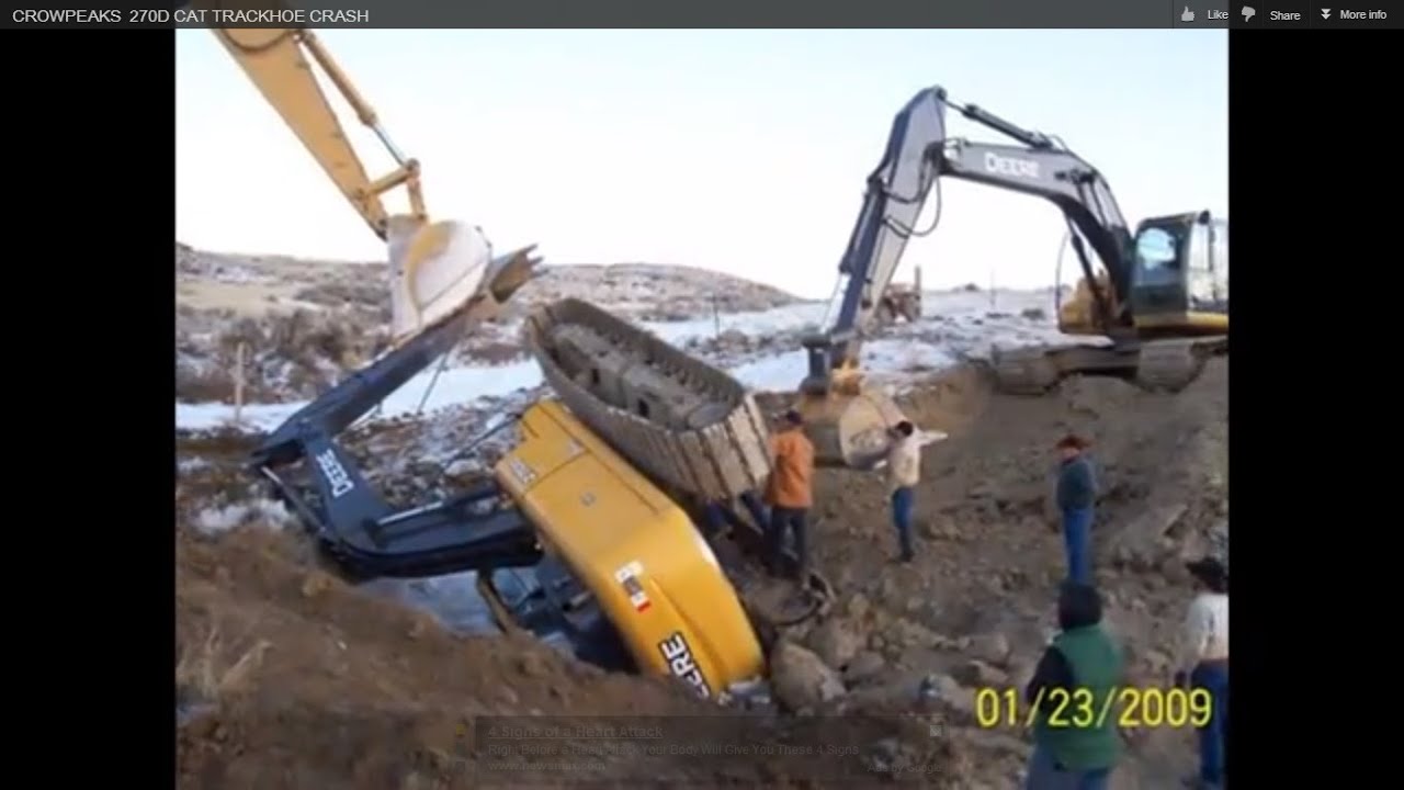 CROWPEAKS 270D CAT TRACKHOE CRASH - YouTube