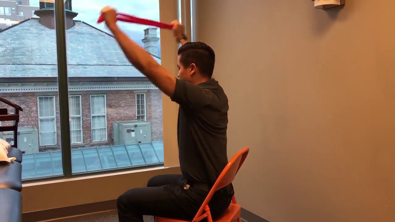 Seated scapular retraction with band - Ws - YouTube