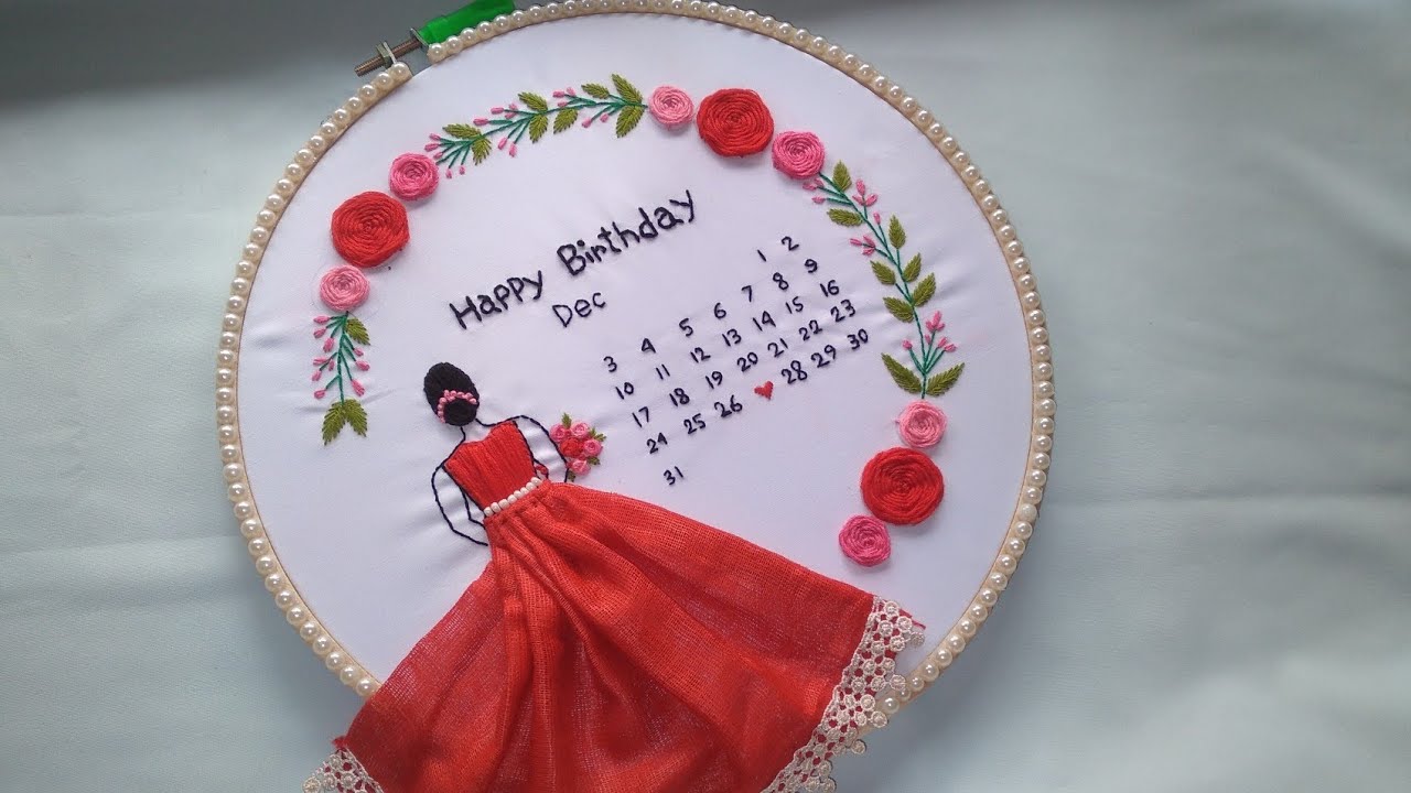 Birthday Embroidery Design | Happy Birthday Embroidery Hoop Step By ...