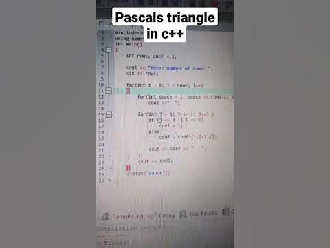 pascals triangle in c++ 💻 - YouTube